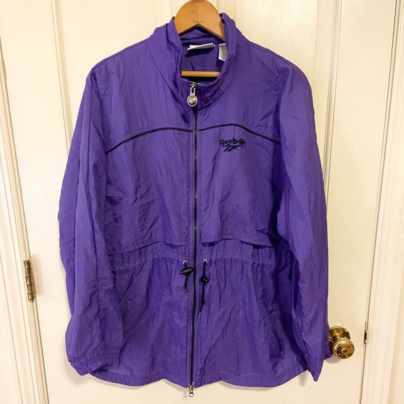 Reebok | Jackets & Coats | Vintage Reebok Purple Swishy Windbreaker ...